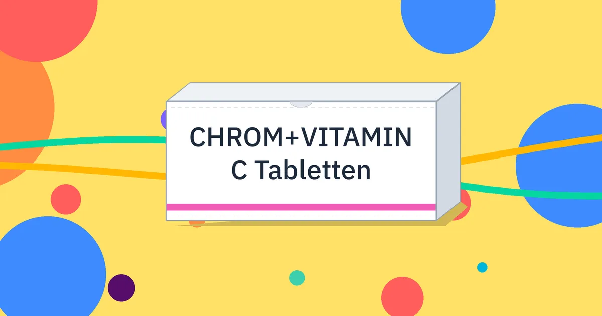 Symbolbild: Packung mit der Aufschrift CHROM+VITAMIN C Tabletten (PZN 00789447) – Verfügbarkeit und Bezug in Apotheken in Frankfurt am Main