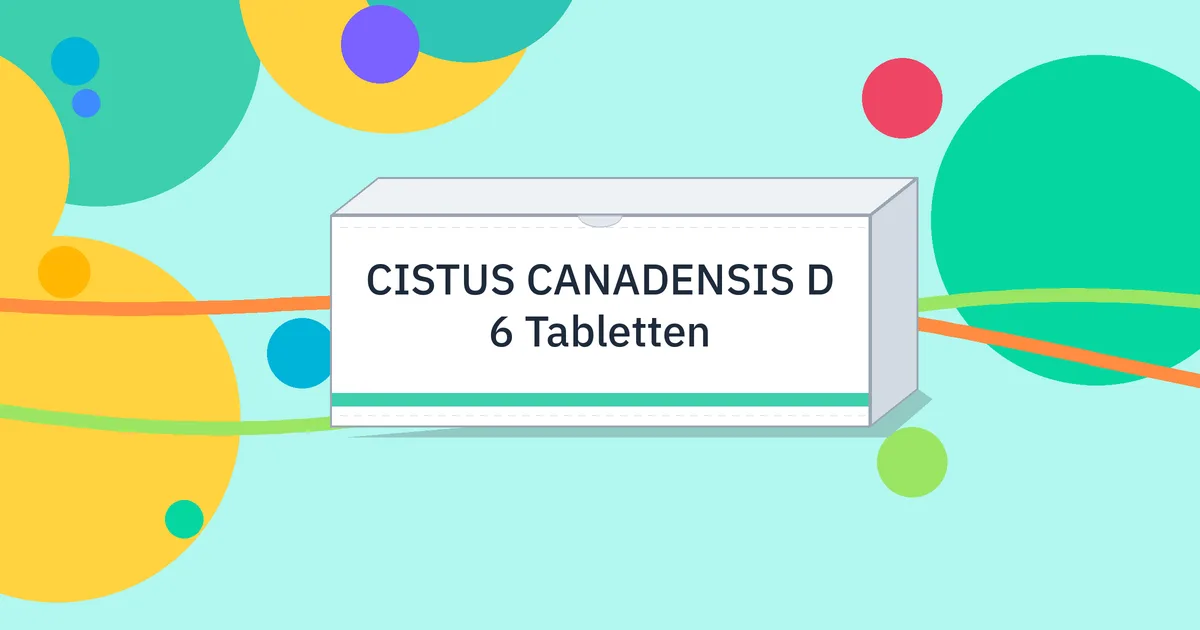 Symbolbild: Packung mit der Aufschrift CISTUS CANADENSIS D 6 Tabletten (PZN 02628530) – Verfügbarkeit und Bezug in Apotheken in Frankfurt am Main