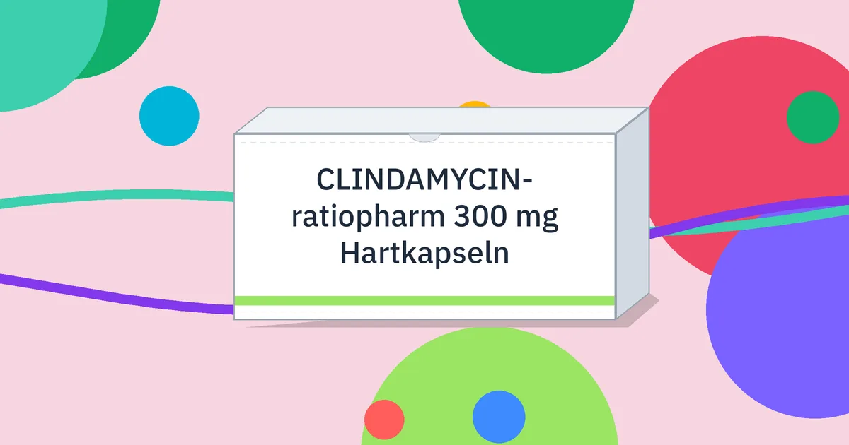 Symbolbild: Packung mit der Aufschrift CLINDAMYCIN-ratiopharm 300 mg Hartkapseln (PZN 01833707) – Verfügbarkeit und Bezug in Apotheken in Frankfurt am Main