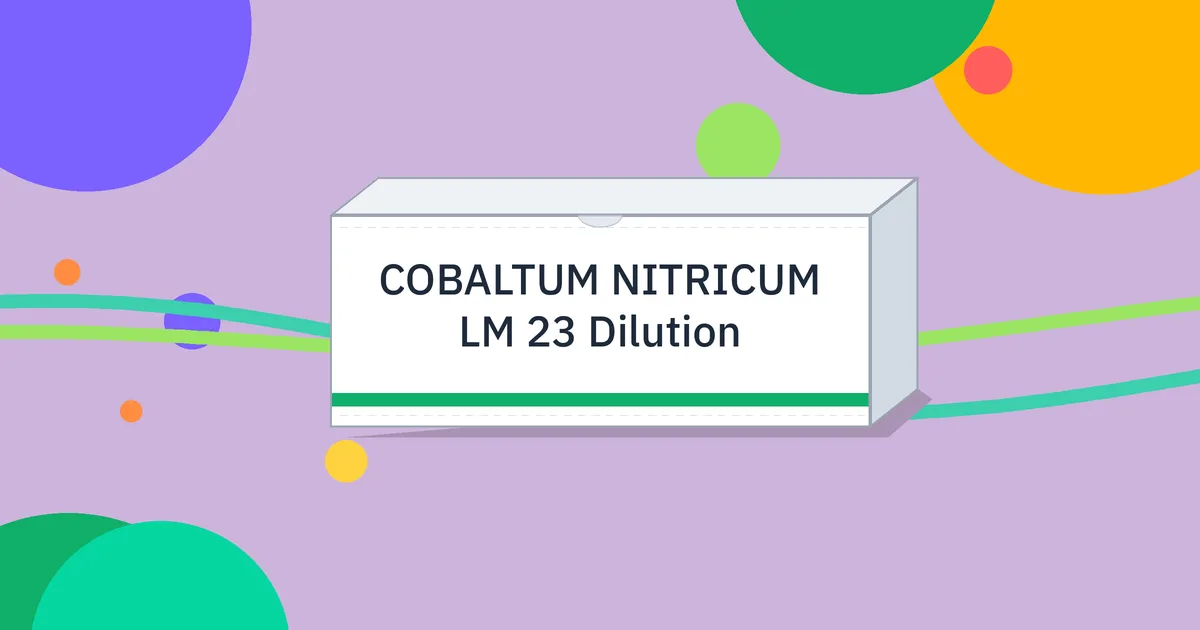 Symbolbild: Packung mit der Aufschrift COBALTUM NITRICUM LM 23 Dilution (PZN 12823712) – Verfügbarkeit und Bezug in Apotheken in Frankfurt am Main