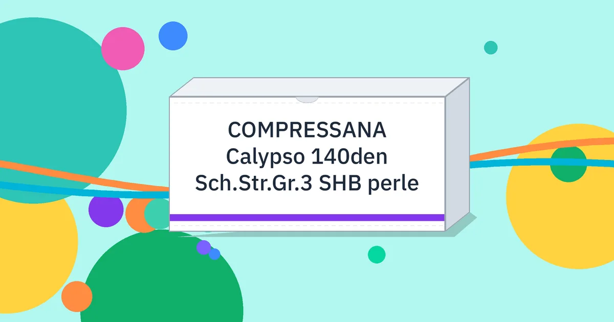 Symbolbild: Packung mit der Aufschrift COMPRESSANA Calypso 140den Sch.Str.Gr.3 SHB perle (PZN 11218239) – Verfügbarkeit und Bezug in Apotheken in Frankfurt am Main