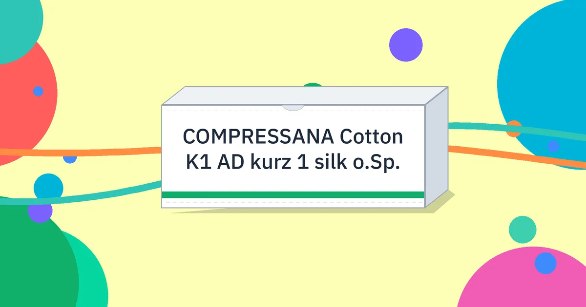 Symbolbild: Packung mit der Aufschrift COMPRESSANA Cotton K1 AD kurz 1 silk o.Sp. (PZN 10215635) – Verfügbarkeit und Bezug in Apotheken in Frankfurt am Main