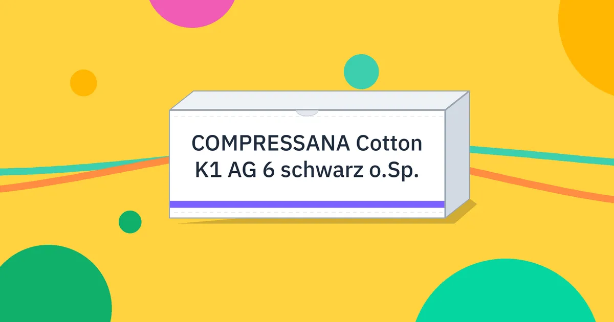 Symbolbild: Packung mit der Aufschrift COMPRESSANA Cotton K1 AG 6 schwarz o.Sp. (PZN 11393712) – Verfügbarkeit und Bezug in Apotheken in Frankfurt am Main