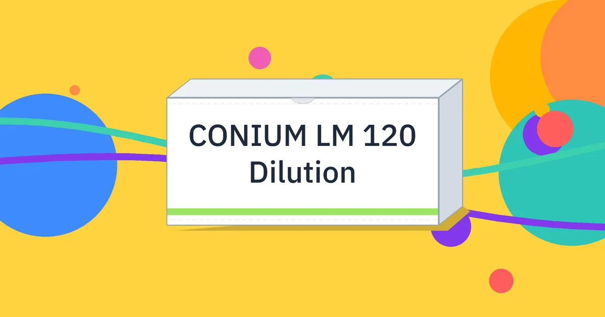 Symbolbild: Packung mit der Aufschrift CONIUM LM 120 Dilution (PZN 12833372) – Verfügbarkeit und Bezug in Apotheken in Frankfurt am Main