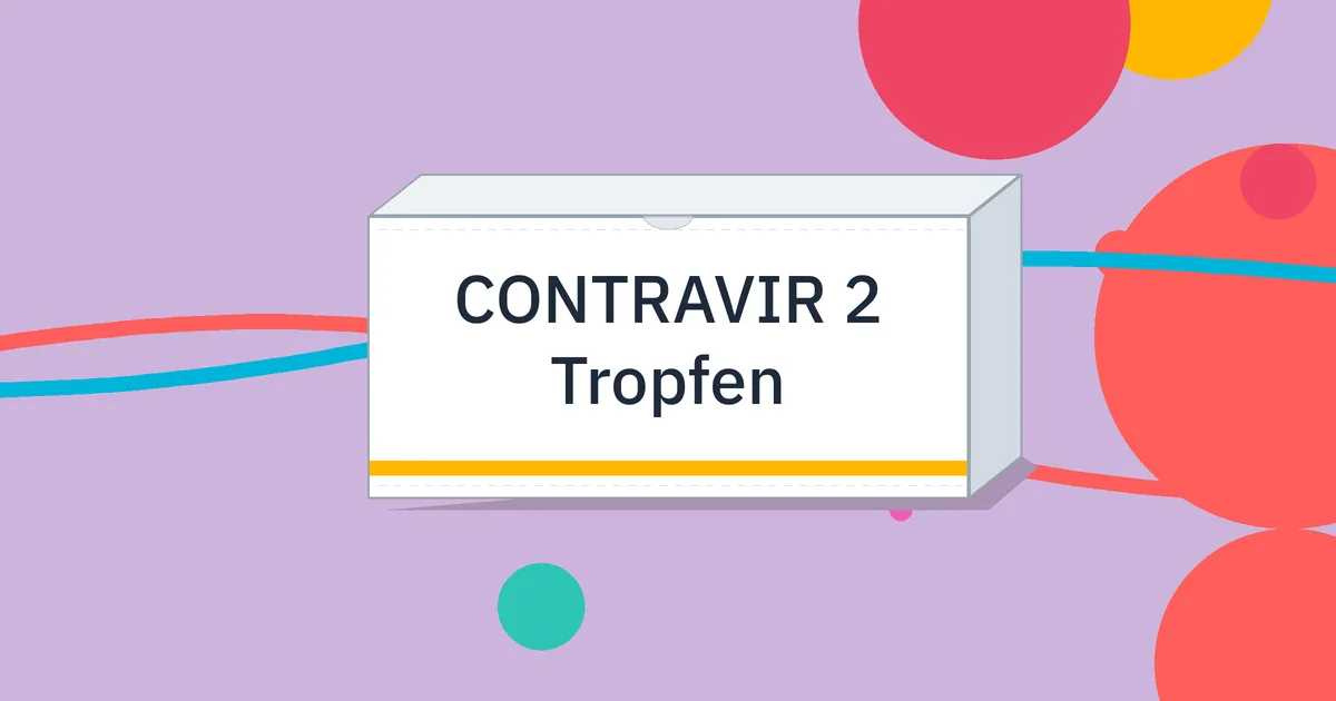 Symbolbild: Packung mit der Aufschrift CONTRAVIR 2 Tropfen (PZN 09325809) – Verfügbarkeit und Bezug in Apotheken in Frankfurt am Main