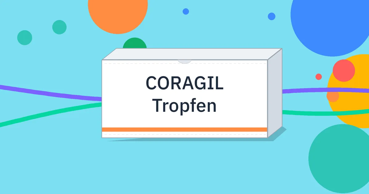 Symbolbild: Packung mit der Aufschrift CORAGIL Tropfen (PZN 12872099) – Verfügbarkeit und Bezug in Apotheken in Frankfurt am Main