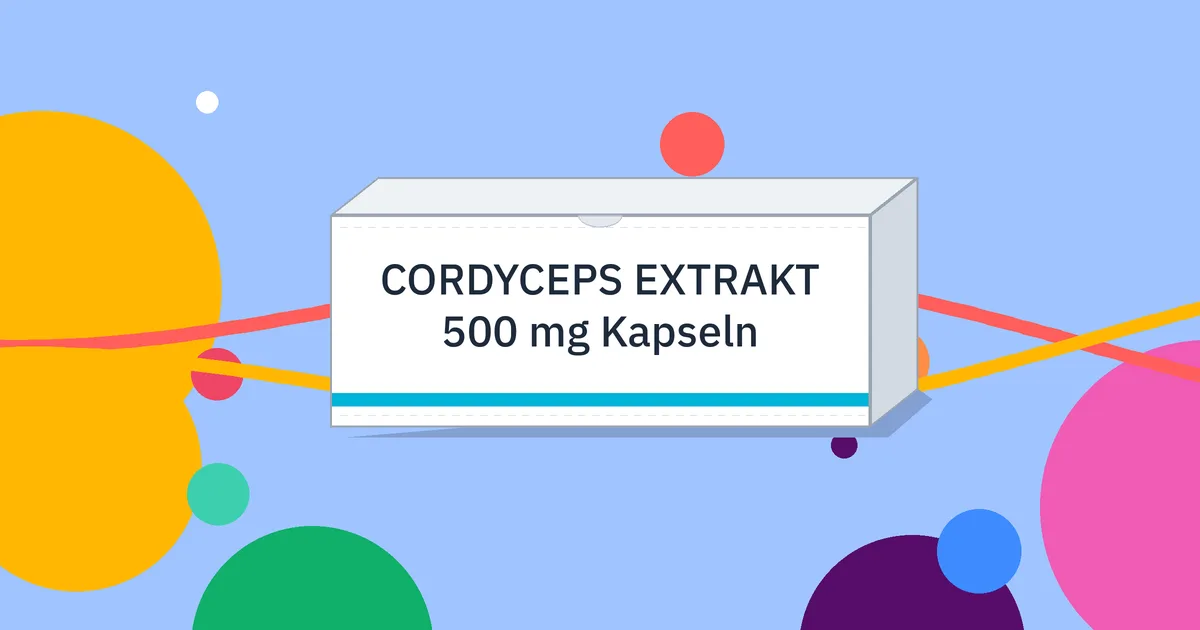 Symbolbild: Packung mit der Aufschrift CORDYCEPS EXTRAKT 500 mg Kapseln (PZN 17526605) – Verfügbarkeit und Bezug in Apotheken in Frankfurt am Main