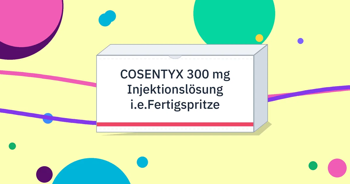 Symbolbild: Packung mit der Aufschrift COSENTYX 300 mg Injektionslösung i.e.Fertigspritze (PZN 17756073) – Verfügbarkeit und Bezug in Apotheken in Frankfurt am Main