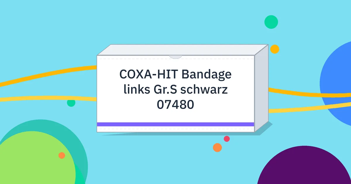 Symbolbild: Packung mit der Aufschrift COXA-HIT Bandage links Gr.S schwarz 07480 (PZN 02528828) – Verfügbarkeit und Bezug in Apotheken in Frankfurt am Main