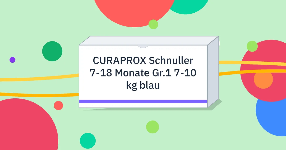 Symbolbild: Packung mit der Aufschrift CURAPROX Schnuller 7-18 Monate Gr.1 7-10 kg blau (PZN 16587711) – Verfügbarkeit und Bezug in Apotheken in Frankfurt am Main