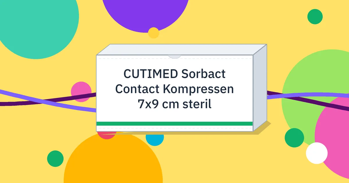 Symbolbild: Packung mit der Aufschrift CUTIMED Sorbact Contact Kompressen 7x9 cm steril (PZN 20769056) – Verfügbarkeit und Bezug in Apotheken in Frankfurt am Main