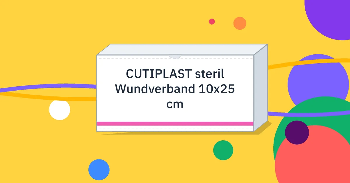 Symbolbild: Packung mit der Aufschrift CUTIPLAST steril Wundverband 10x25 cm (PZN 16516125) – Verfügbarkeit und Bezug in Apotheken in Frankfurt am Main