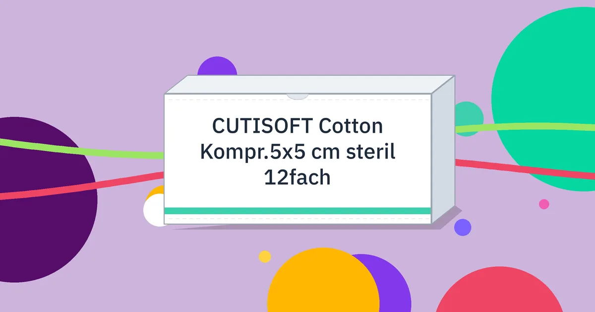 Symbolbild: Packung mit der Aufschrift CUTISOFT Cotton Kompr.5x5 cm steril 12fach (PZN 03896712) – Verfügbarkeit und Bezug in Apotheken in Frankfurt am Main