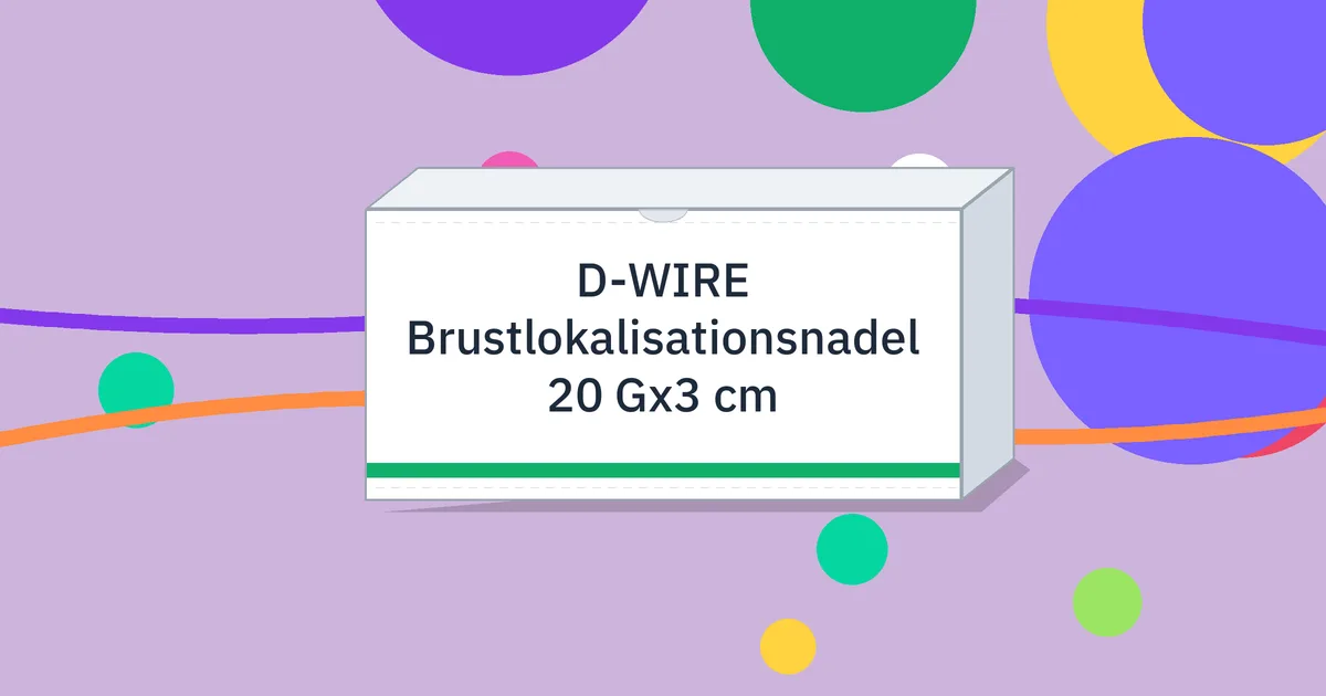 Symbolbild: Packung mit der Aufschrift D-WIRE Brustlokalisationsnadel 20 Gx3 cm (PZN 06772353) – Verfügbarkeit und Bezug in Apotheken in Frankfurt am Main