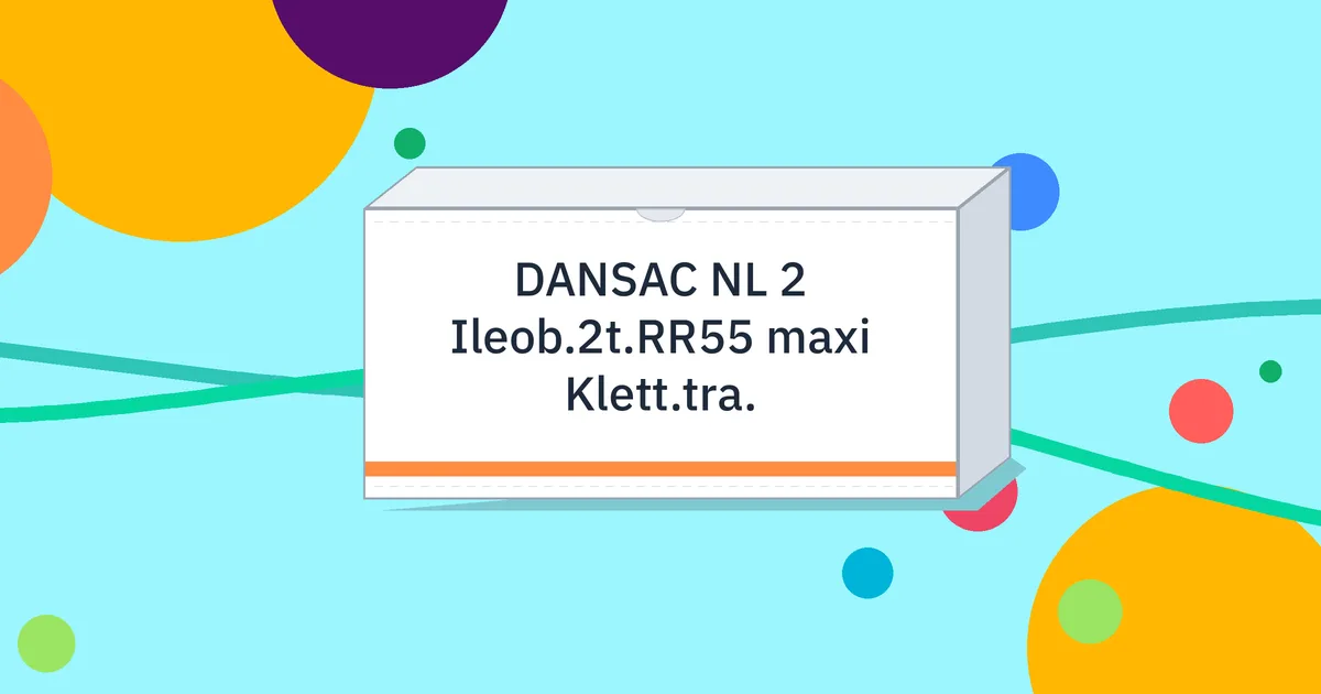 Symbolbild: Packung mit der Aufschrift DANSAC NL 2 Ileob.2t.RR55 maxi Klett.tra. (PZN 08843821) – Verfügbarkeit und Bezug in Apotheken in Frankfurt am Main