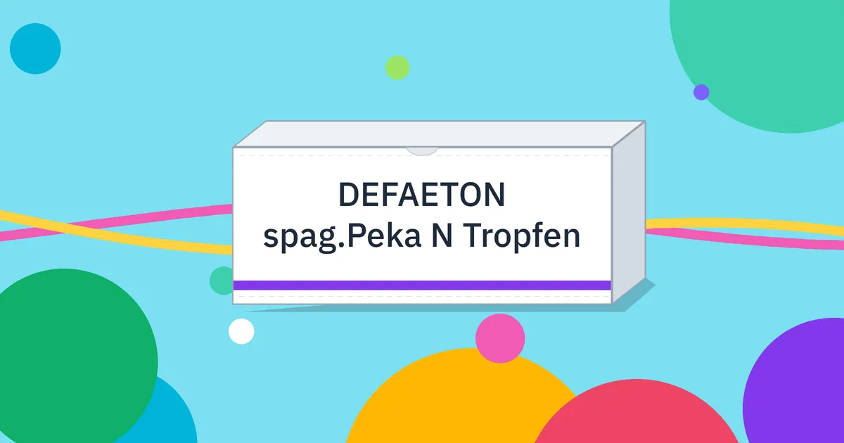 Symbolbild: Packung mit der Aufschrift DEFAETON spag.Peka N Tropfen (PZN 02089240) – Verfügbarkeit und Bezug in Apotheken in Frankfurt am Main