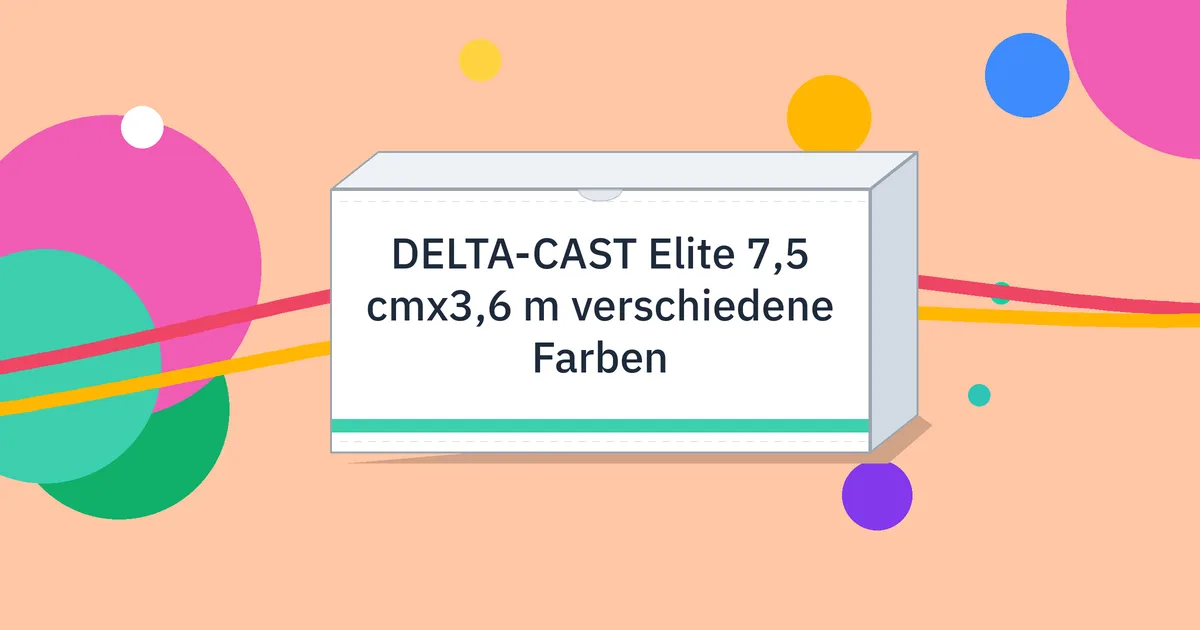 Symbolbild: Packung mit der Aufschrift DELTA-CAST Elite 7,5 cmx3,6 m verschiedene Farben (PZN 11330284) – Verfügbarkeit und Bezug in Apotheken in Frankfurt am Main