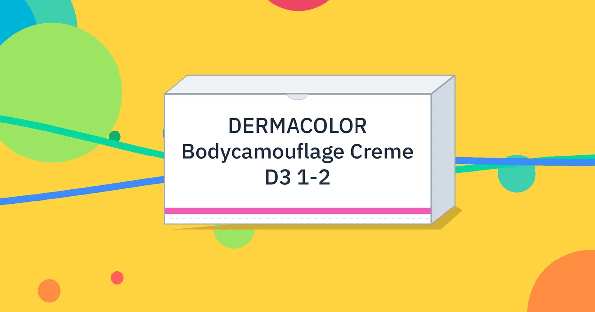 Symbolbild: Packung mit der Aufschrift DERMACOLOR Bodycamouflage Creme D3 1-2 (PZN 15818255) – Verfügbarkeit und Bezug in Apotheken in Frankfurt am Main