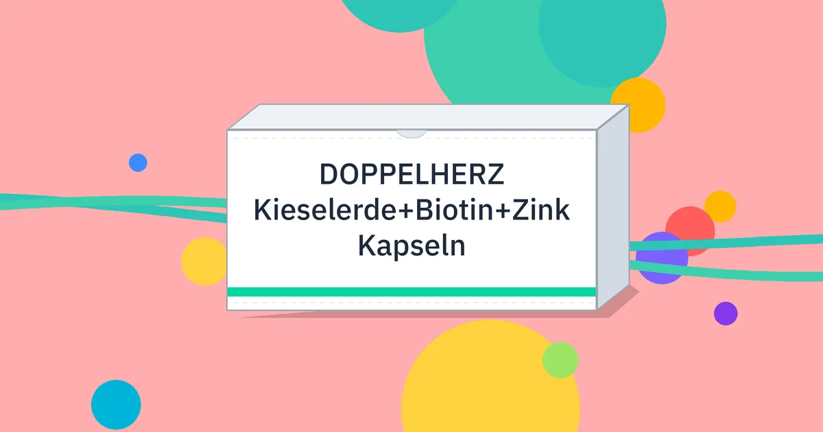 Symbolbild: Packung mit der Aufschrift DOPPELHERZ Kieselerde+Biotin+Zink Kapseln (PZN 20038832) – Verfügbarkeit und Bezug in Apotheken in Frankfurt am Main