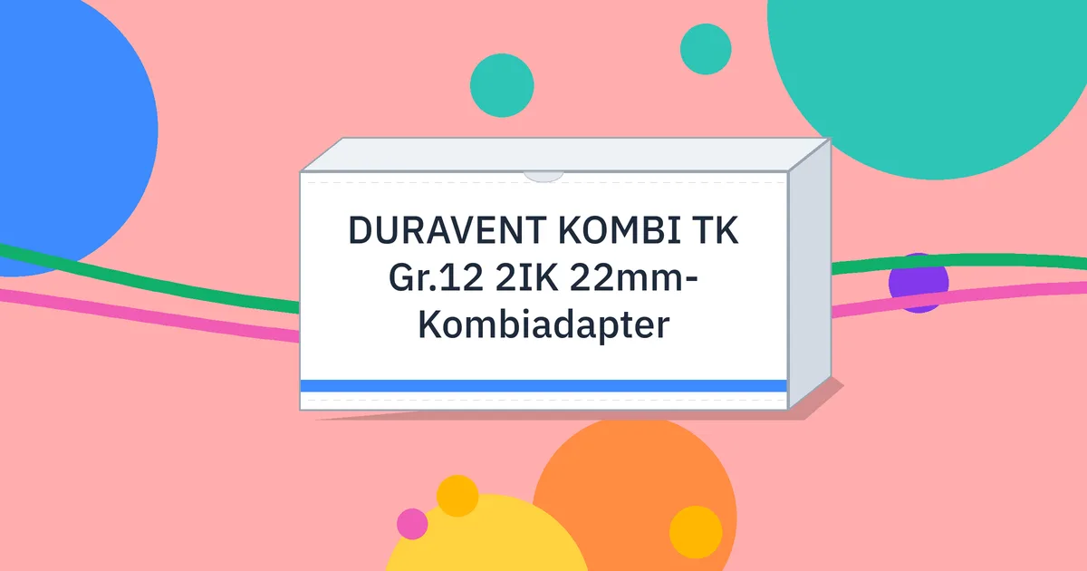 Symbolbild: Packung mit der Aufschrift DURAVENT KOMBI TK Gr.12 2IK 22mm-Kombiadapter (PZN 04461063) – Verfügbarkeit und Bezug in Apotheken in Frankfurt am Main