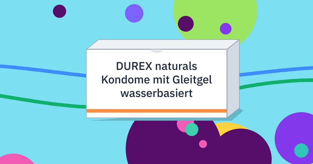 Symbolbild: Packung mit der Aufschrift DUREX naturals Kondome mit Gleitgel wasserbasiert (PZN 17165805) – Verfügbarkeit und Bezug in Apotheken in Frankfurt am Main