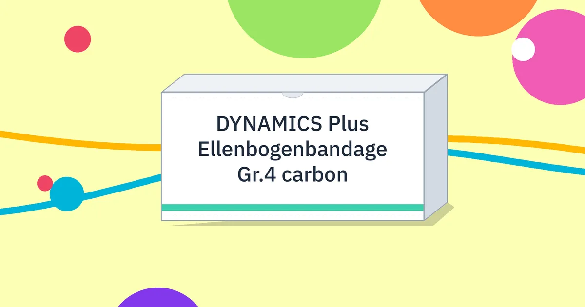 Symbolbild: Packung mit der Aufschrift DYNAMICS Plus Ellenbogenbandage Gr.4 carbon (PZN 10634763) – Verfügbarkeit und Bezug in Apotheken in Frankfurt am Main