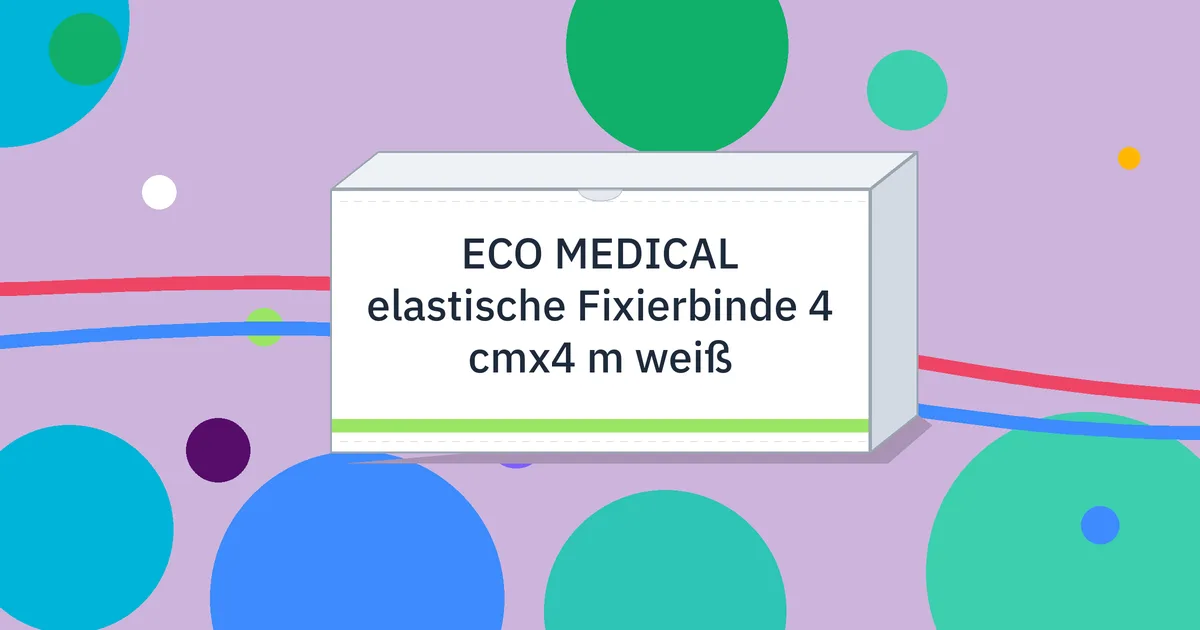 Symbolbild: Packung mit der Aufschrift ECO MEDICAL elastische Fixierbinde 4 cmx4 m weiß (PZN 00758205) – Verfügbarkeit und Bezug in Apotheken in Frankfurt am Main