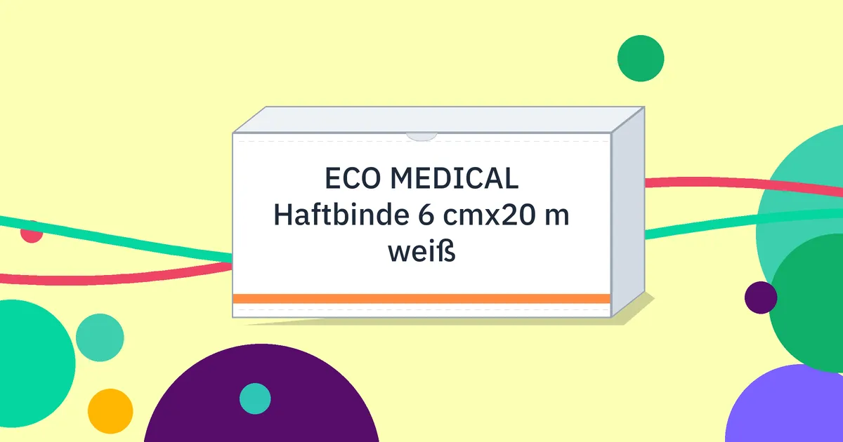 Symbolbild: Packung mit der Aufschrift ECO MEDICAL Haftbinde 6 cmx20 m weiß (PZN 00733228) – Verfügbarkeit und Bezug in Apotheken in Frankfurt am Main