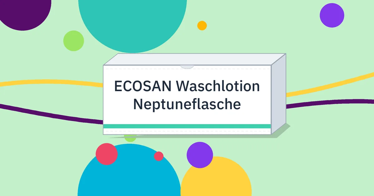 Symbolbild: Packung mit der Aufschrift ECOSAN Waschlotion Neptuneflasche (PZN 08820719) – Verfügbarkeit und Bezug in Apotheken in Frankfurt am Main