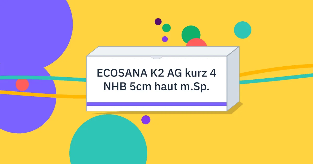 Symbolbild: Packung mit der Aufschrift ECOSANA K2 AG kurz 4 NHB 5cm haut m.Sp. (PZN 01452023) – Verfügbarkeit und Bezug in Apotheken in Frankfurt am Main