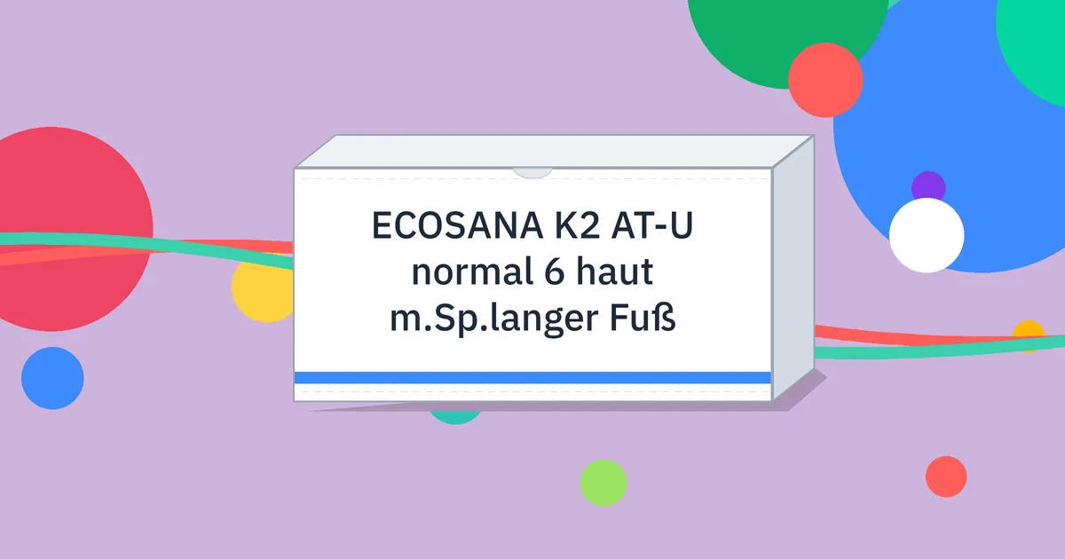 Symbolbild: Packung mit der Aufschrift ECOSANA K2 AT-U normal 6 haut m.Sp.langer Fuß (PZN 10956550) – Verfügbarkeit und Bezug in Apotheken in Frankfurt am Main