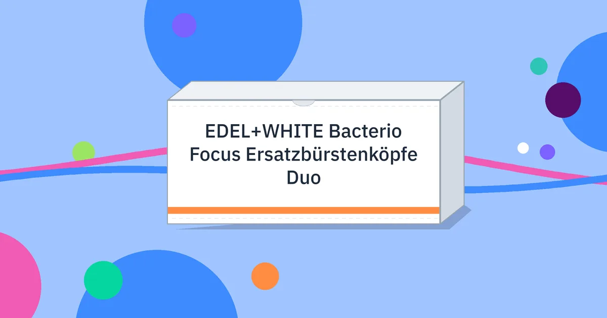 Symbolbild: Packung mit der Aufschrift EDEL+WHITE Bacterio Focus Ersatzbürstenköpfe Duo (PZN 19239471) – Verfügbarkeit und Bezug in Apotheken in Frankfurt am Main