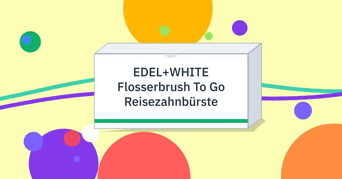 Symbolbild: Packung mit der Aufschrift EDEL+WHITE Flosserbrush To Go Reisezahnbürste (PZN 17180785) – Verfügbarkeit und Bezug in Apotheken in Frankfurt am Main