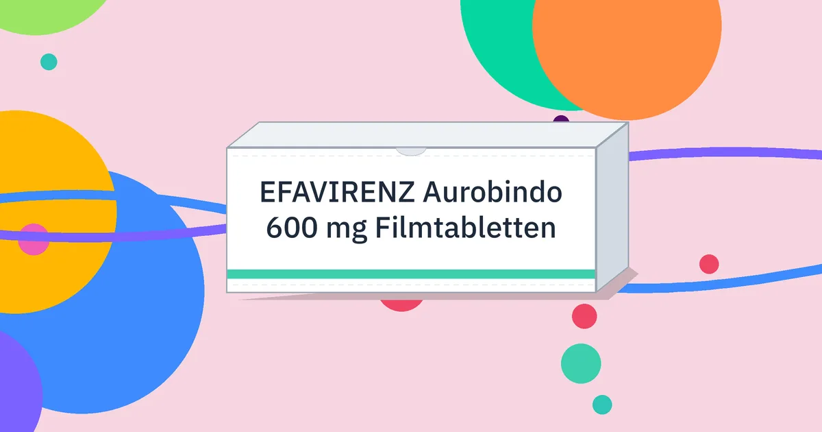Symbolbild: Packung mit der Aufschrift EFAVIRENZ Aurobindo 600 mg Filmtabletten (PZN 11010071) – Verfügbarkeit und Bezug in Apotheken in Frankfurt am Main