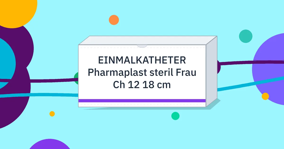 Symbolbild: Packung mit der Aufschrift EINMALKATHETER Pharmaplast steril Frau Ch 12 18 cm (PZN 15228163) – Verfügbarkeit und Bezug in Apotheken in Frankfurt am Main