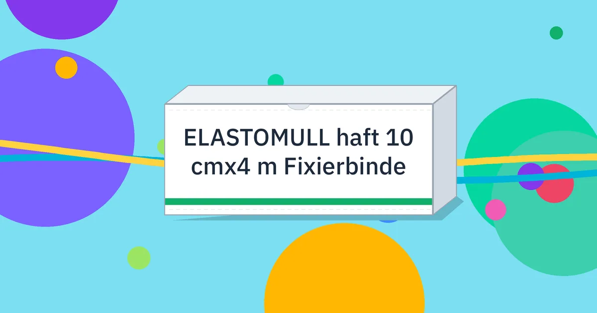 Symbolbild: Packung mit der Aufschrift ELASTOMULL haft 10 cmx4 m Fixierbinde (PZN 01014369) – Verfügbarkeit und Bezug in Apotheken in Frankfurt am Main