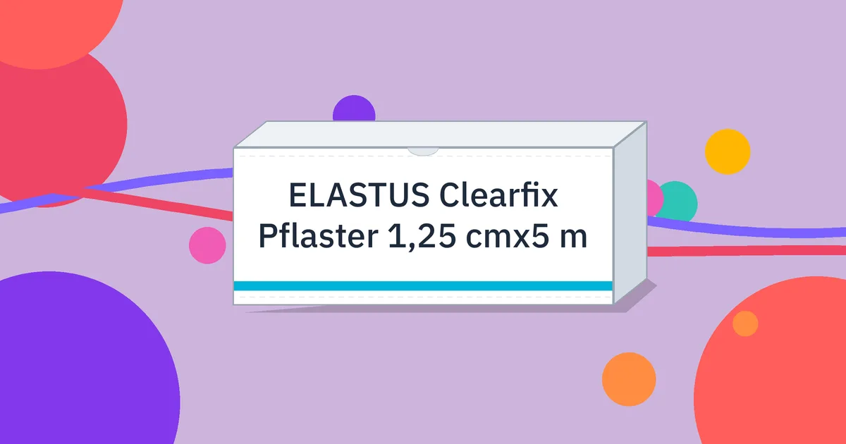 Symbolbild: Packung mit der Aufschrift ELASTUS Clearfix Pflaster 1,25 cmx5 m (PZN 03735541) – Verfügbarkeit und Bezug in Apotheken in Frankfurt am Main