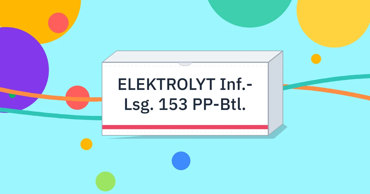 Symbolbild: Packung mit der Aufschrift ELEKTROLYT Inf.-Lsg. 153 PP-Btl. (PZN 04101382) – Verfügbarkeit und Bezug in Apotheken in Frankfurt am Main