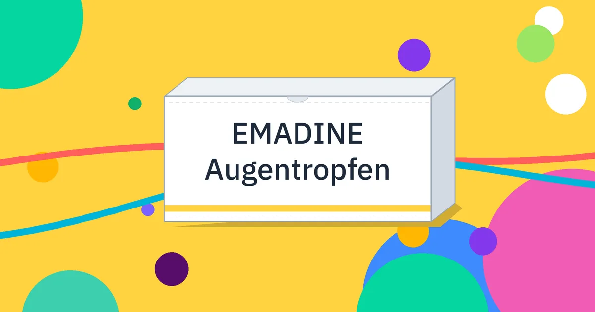 Symbolbild: Packung mit der Aufschrift EMADINE Augentropfen (PZN 07770391) – Verfügbarkeit und Bezug in Apotheken in Frankfurt am Main