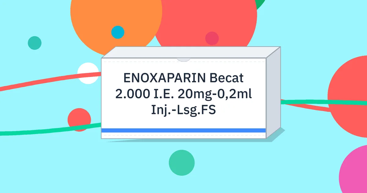 Symbolbild: Packung mit der Aufschrift ENOXAPARIN Becat 2.000 I.E. 20mg-0,2ml Inj.-Lsg.FS (PZN 17976314) – Verfügbarkeit und Bezug in Apotheken in Frankfurt am Main