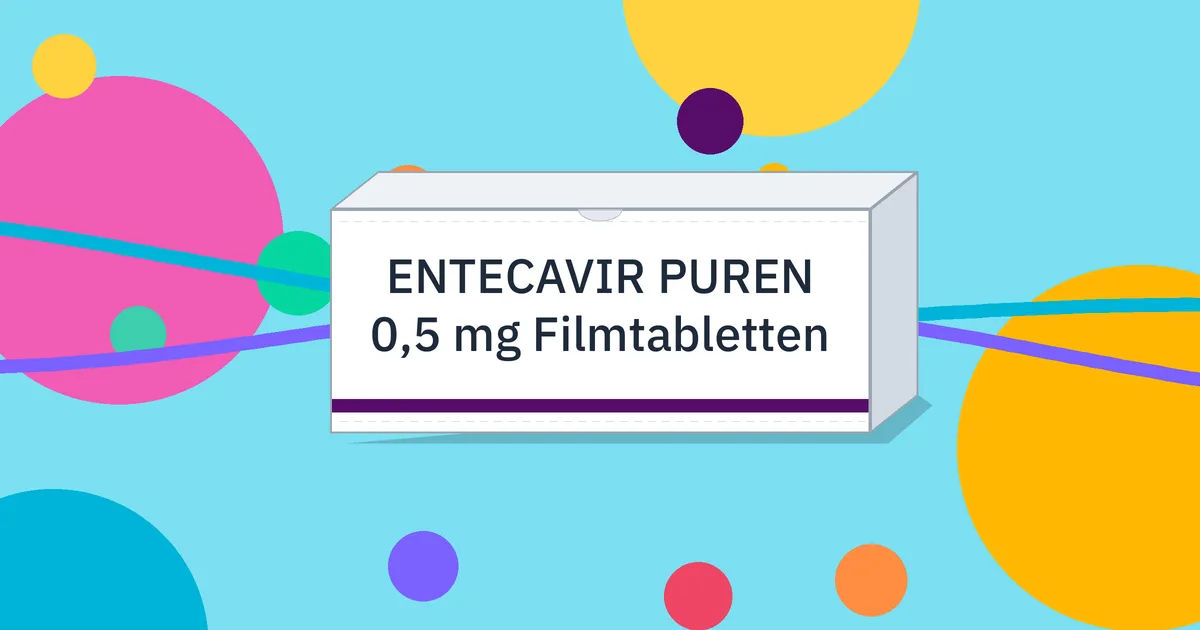 Symbolbild: Packung mit der Aufschrift ENTECAVIR PUREN 0,5 mg Filmtabletten (PZN 17868122) – Verfügbarkeit und Bezug in Apotheken in Frankfurt am Main