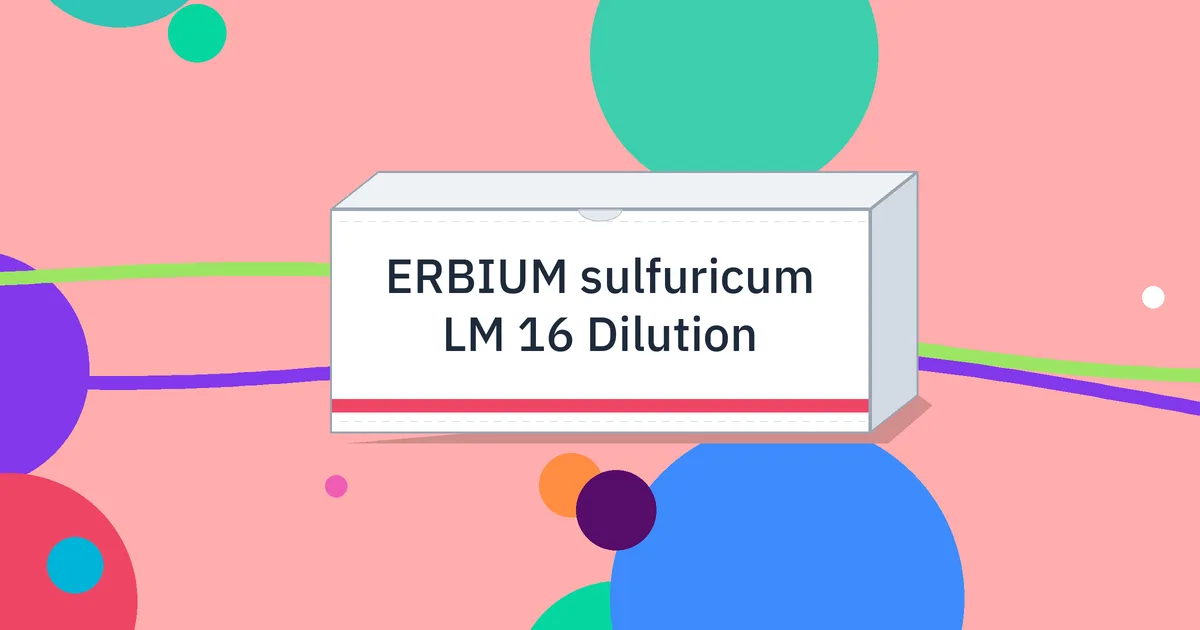 Symbolbild: Packung mit der Aufschrift ERBIUM sulfuricum LM 16 Dilution (PZN 13473941) – Verfügbarkeit und Bezug in Apotheken in Frankfurt am Main