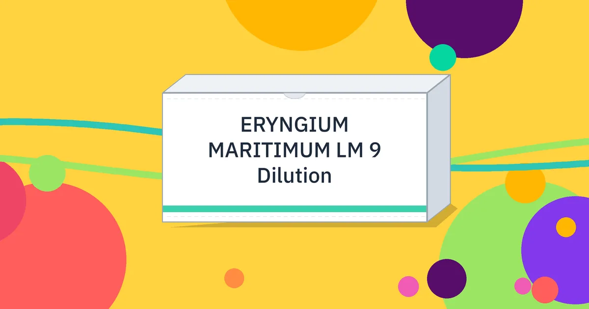 Symbolbild: Packung mit der Aufschrift ERYNGIUM MARITIMUM LM 9 Dilution (PZN 13478973) – Verfügbarkeit und Bezug in Apotheken in Frankfurt am Main