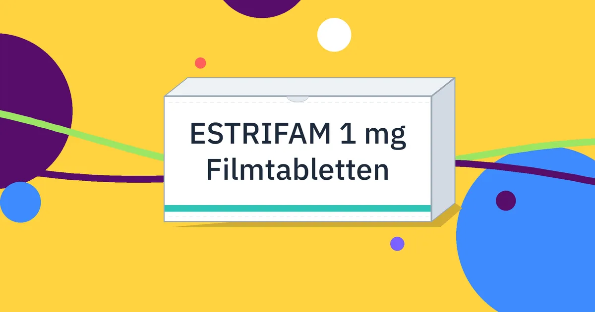 Symbolbild: Packung mit der Aufschrift ESTRIFAM 1 mg Filmtabletten (PZN 08622563) – Verfügbarkeit und Bezug in Apotheken in Frankfurt am Main