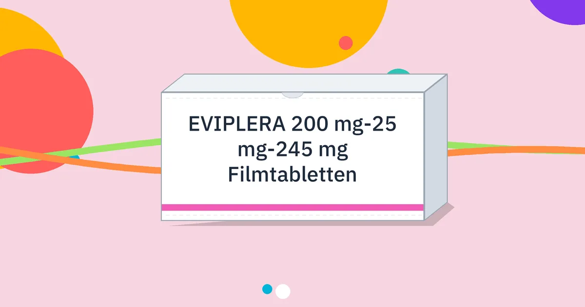 Symbolbild: Packung mit der Aufschrift EVIPLERA 200 mg-25 mg-245 mg Filmtabletten (PZN 08772920) – Verfügbarkeit und Bezug in Apotheken in Frankfurt am Main