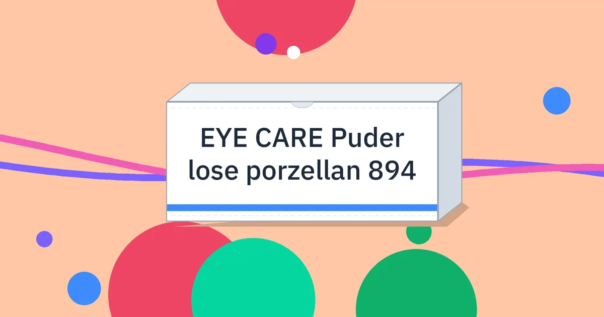 Symbolbild: Packung mit der Aufschrift EYE CARE Puder lose porzellan 894 (PZN 01452187) – Verfügbarkeit und Bezug in Apotheken in Frankfurt am Main