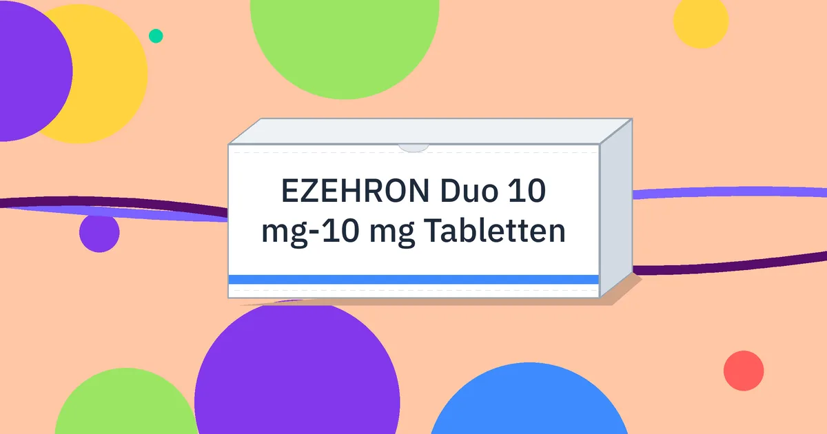 Symbolbild: Packung mit der Aufschrift EZEHRON Duo 10 mg-10 mg Tabletten (PZN 15264012) – Verfügbarkeit und Bezug in Apotheken in Frankfurt am Main