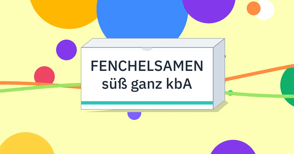 Symbolbild: Packung mit der Aufschrift FENCHELSAMEN süß ganz kbA (PZN 05511076) – Verfügbarkeit und Bezug in Apotheken in Frankfurt am Main