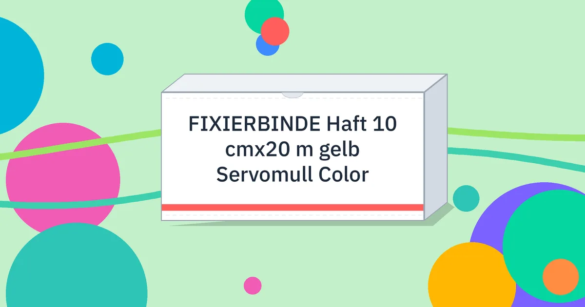 Symbolbild: Packung mit der Aufschrift FIXIERBINDE Haft 10 cmx20 m gelb Servomull Color (PZN 04762155) – Verfügbarkeit und Bezug in Apotheken in Frankfurt am Main