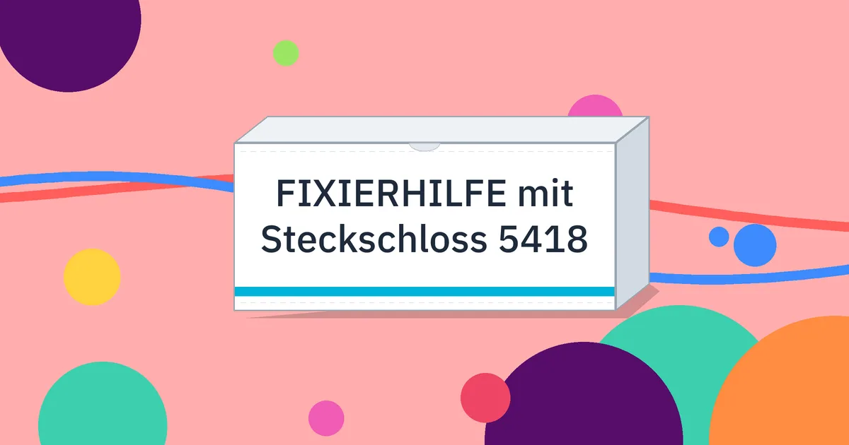 Symbolbild: Packung mit der Aufschrift FIXIERHILFE mit Steckschloss 5418 (PZN 11570031) – Verfügbarkeit und Bezug in Apotheken in Frankfurt am Main